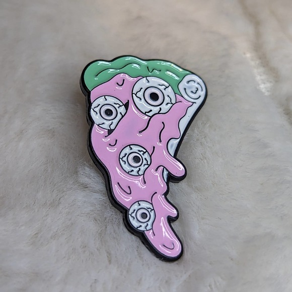 Handmade | Jewelry | Trippy Melting Pizza Slice Eyes Enamel Pin | Poshmark